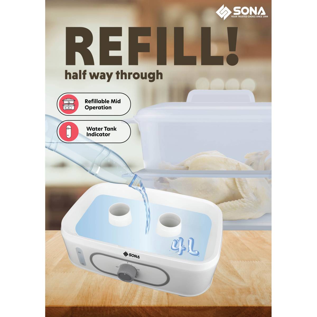 SONA 20L Electric Steamer SSR 3164