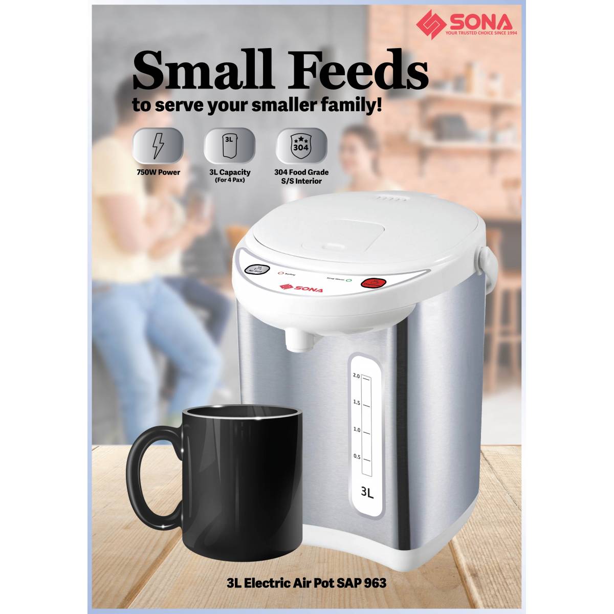 SONA 3.0L Electric Air Pot SAP 963